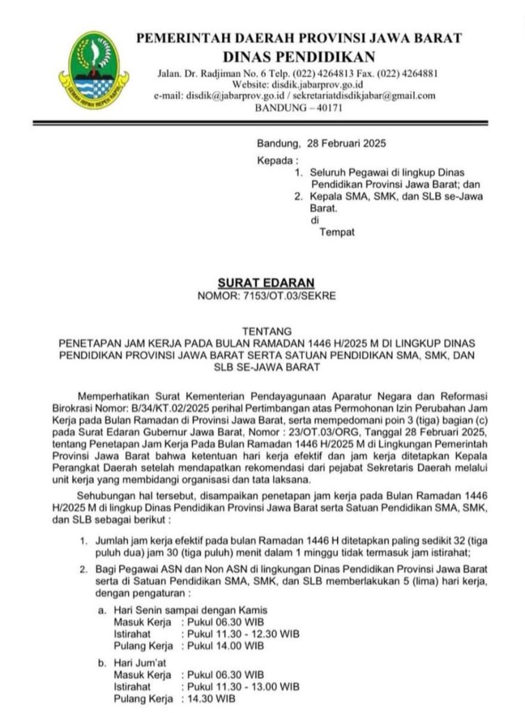Selama Ramadhan Siswa SMA Sederajat Masuk Sekolah Lebih Awal Jam 6.30 ...